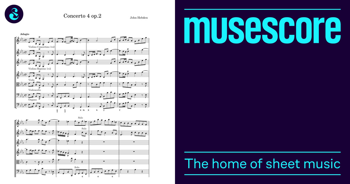 Concerto 4 - John Hebden Sheet music for Organ, Violin, Strings group ...