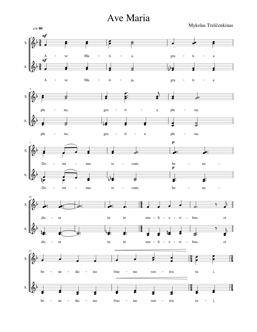 Ave Maria Sheet music for Soprano, Alto (Choral) | Musescore.com