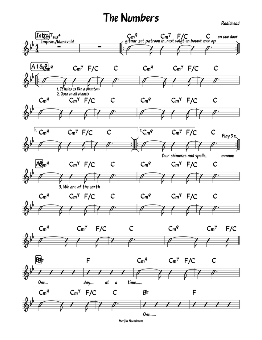The Numbers leadsheet Sheet music for Piano (Solo) Easy | Musescore.com