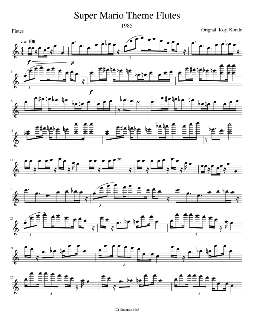 Super Mario Theme Flutes Sheet music for Flute (Solo) | Musescore.com