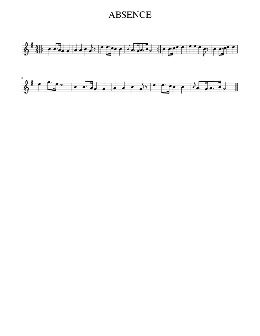 ABSENCE Sheet music for Piano (Solo) Easy | Musescore.com