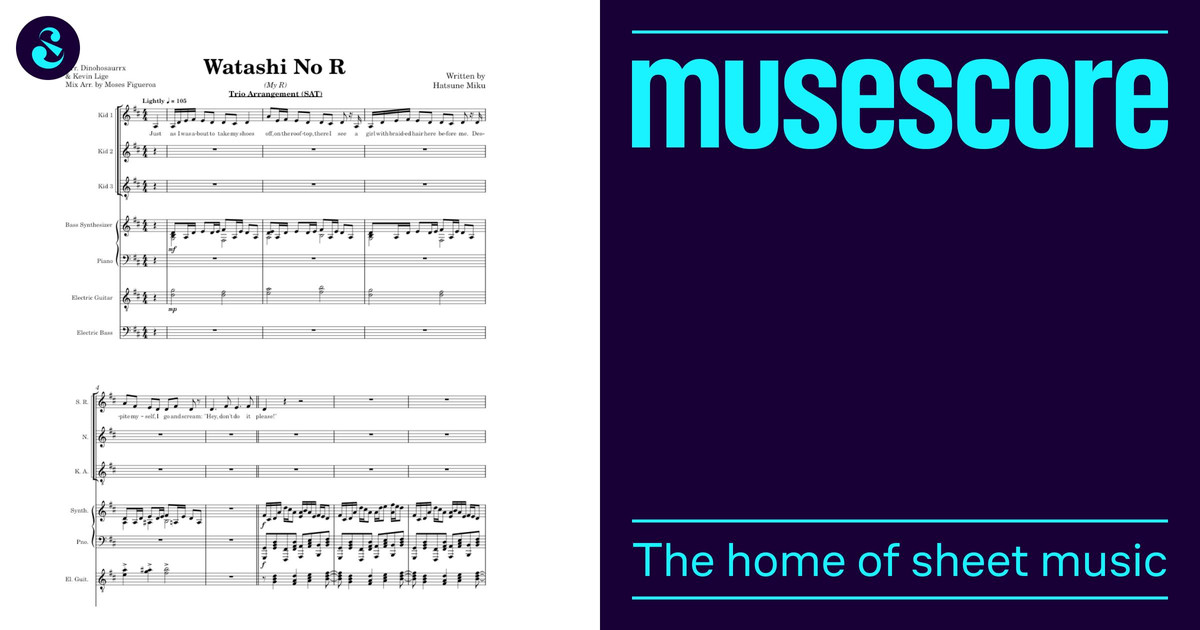 Watashi No R – くらげP (Kurage-P) Sheet Music for Piano, Guitar, Bass ...