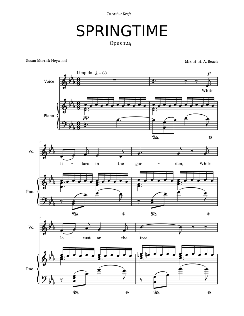 Springtime Op. 124 – Amy Marcy Beach Springtime Sheet music for Piano ...