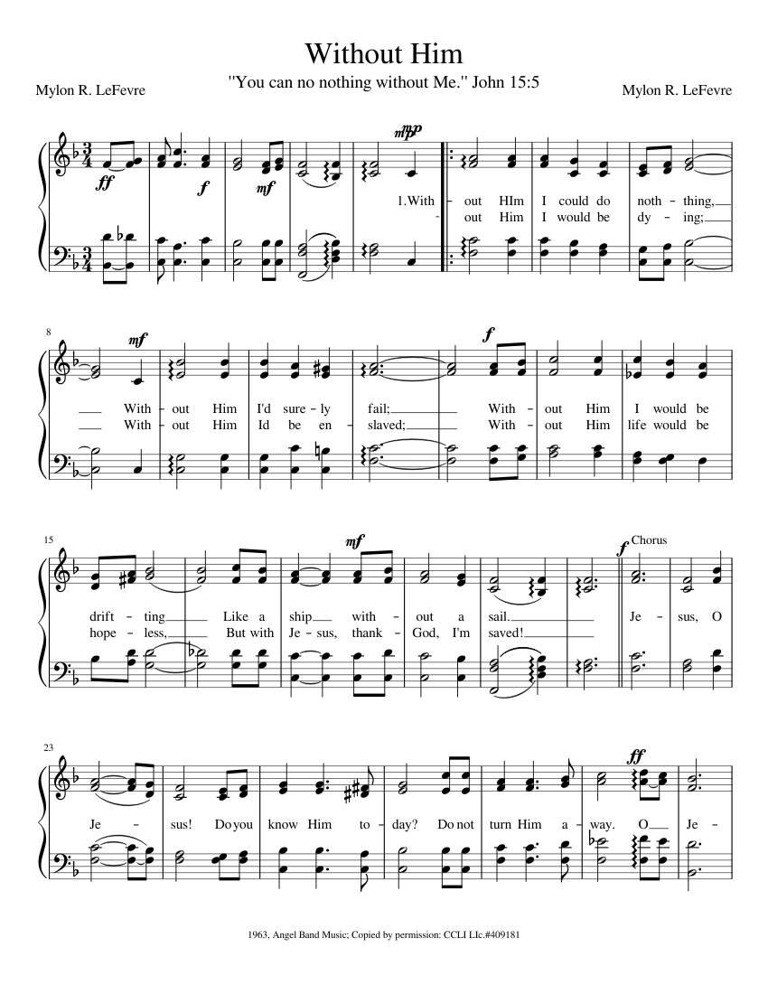 Without Him Sheet Music for Piano (Solo) easy | MuseScore.com