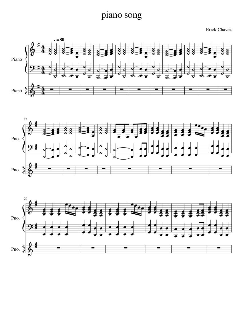 piano song Sheet music for Piano (Piano Duo) | Musescore.com