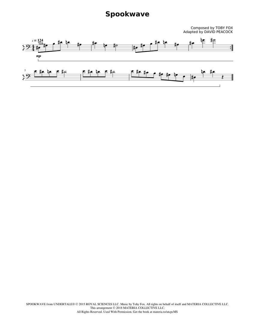 Spookwave (UNDERTALE Complete Piano Sheet Music) Sheet Music for Piano ...