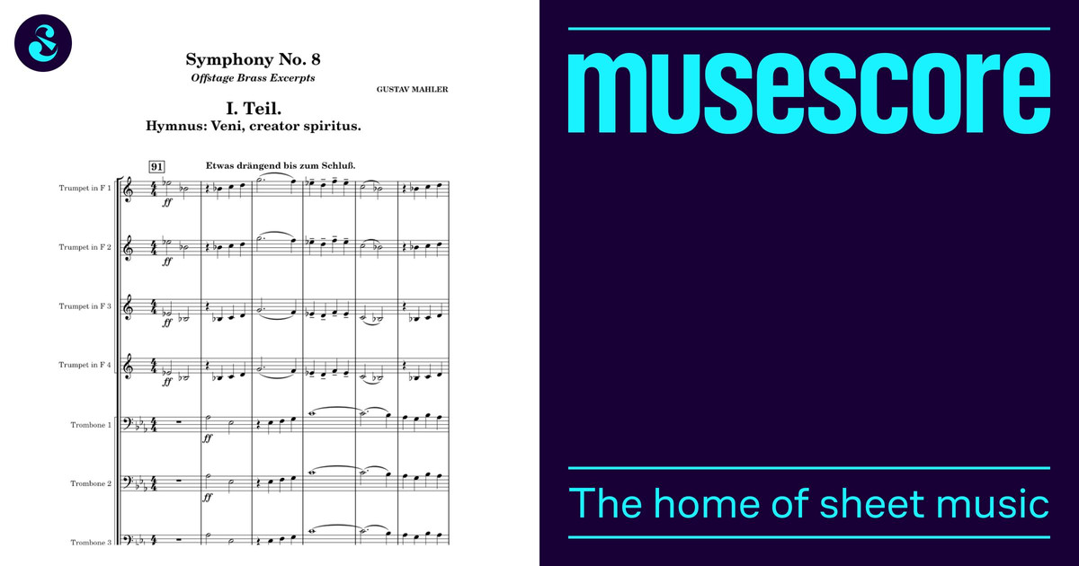 Mahler 8: Offstage Brass Excerpts Sheet Music for Trombone, Trumpet ...