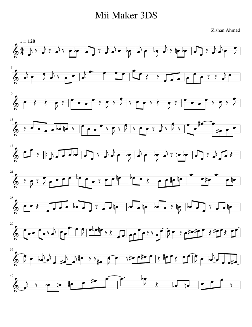 Mii Maker 3DS Sheet Music for Piano (Solo) easy | MuseScore.com