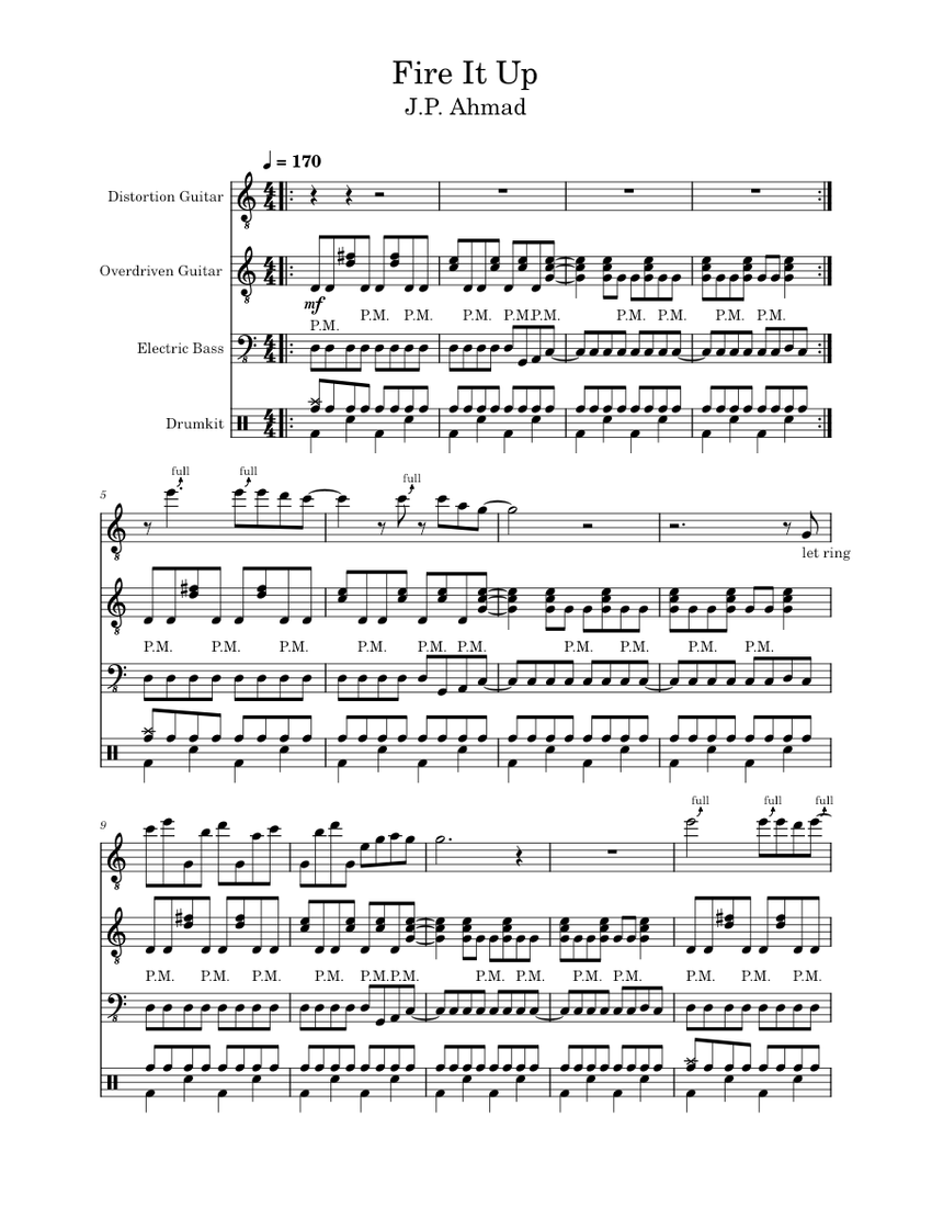 Fire it Up Sheet Music for Guitar, Bass guitar, Drum group (Mixed ...