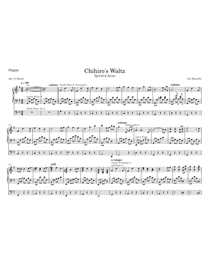 Waltz Of Chihiro – Joe Hisaishi Sheet music for Piano, Cello (Solo) | Musescore.com