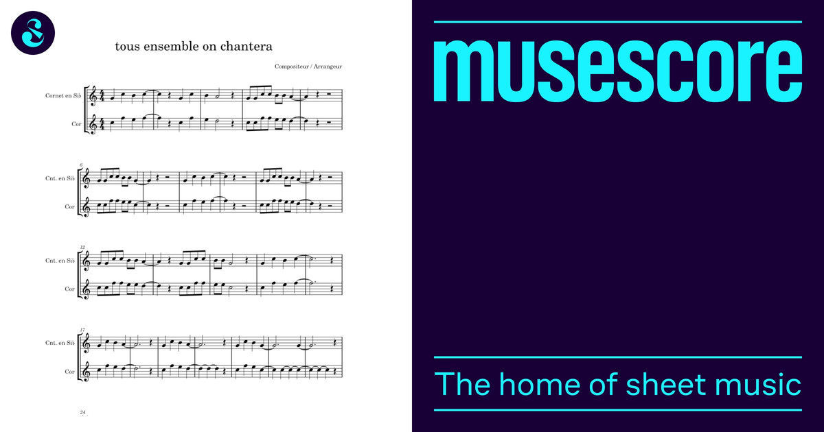 tous ensemble on chantera PSG Sheet Music for French horn, Trumpet ...