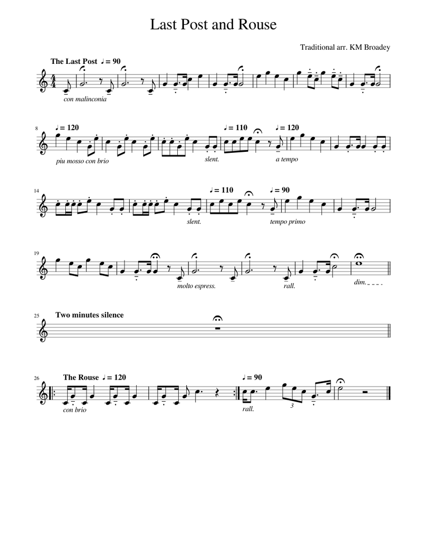 Last_Post_and_Rouse Sheet music for Trumpet in b-flat (Solo ...