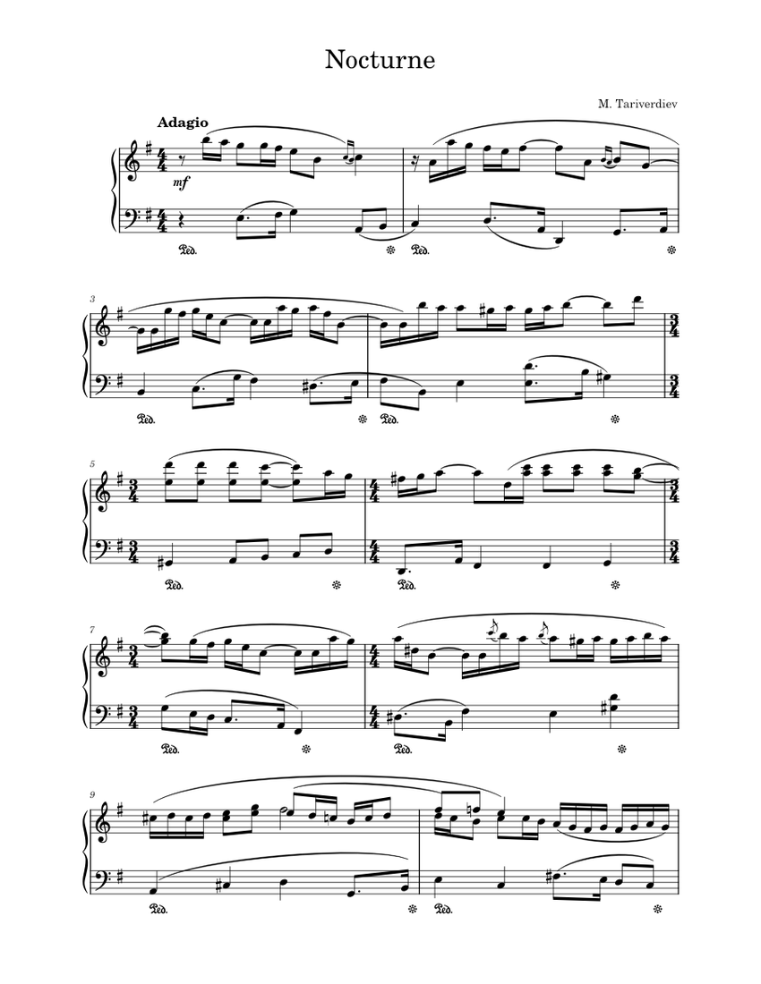 Nocturne, from Adam Marries Eve – Mikaėl Tariverdiev - piano tutorial