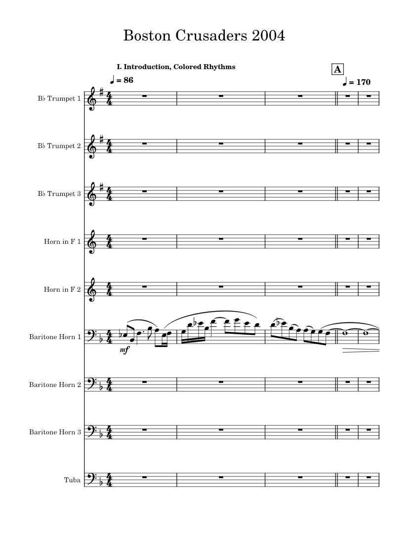 Boston Crusaders 2004 Sheet music for Tuba, Trumpet in b-flat, French ...
