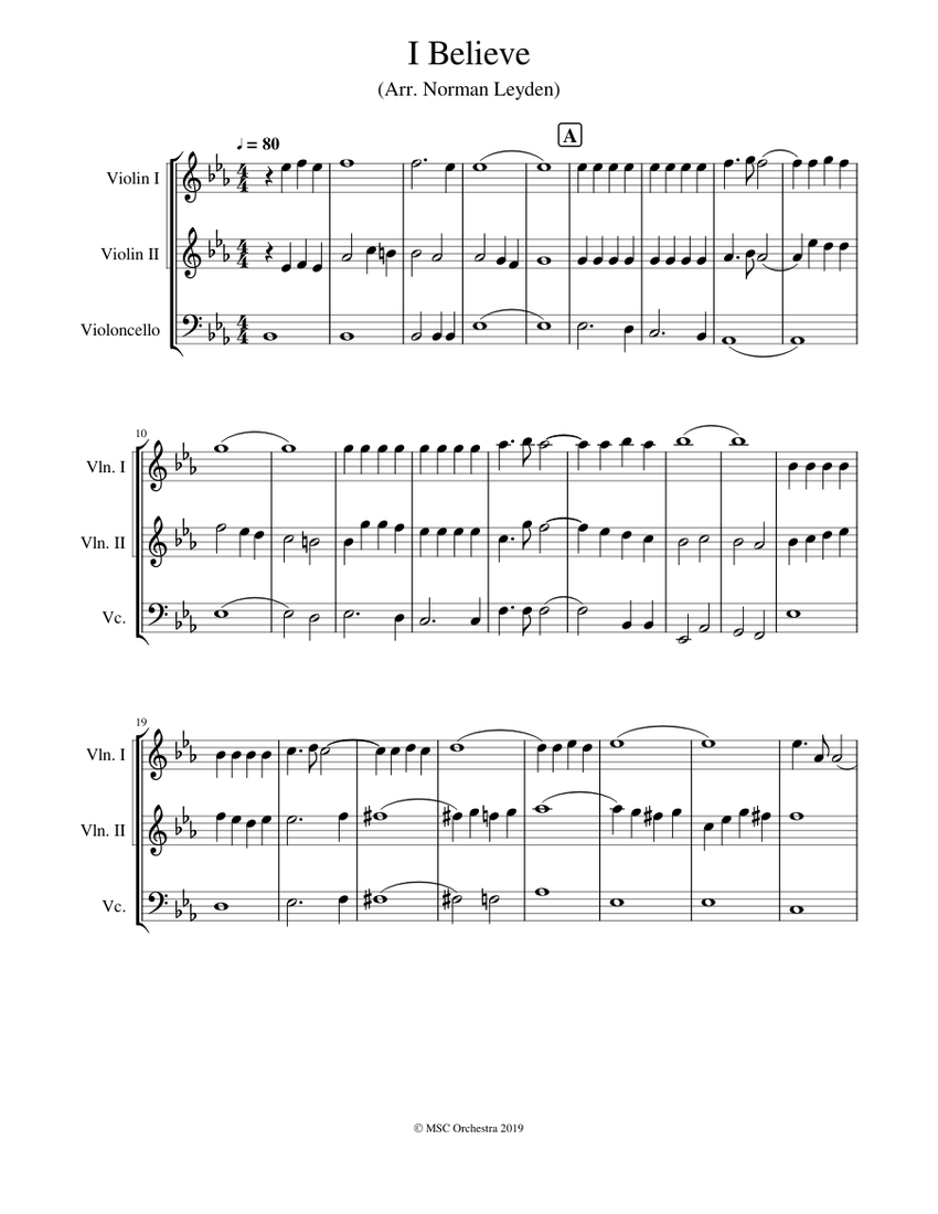 I_Believe Sheet music for Violin, Cello (Mixed Trio) | Musescore.com