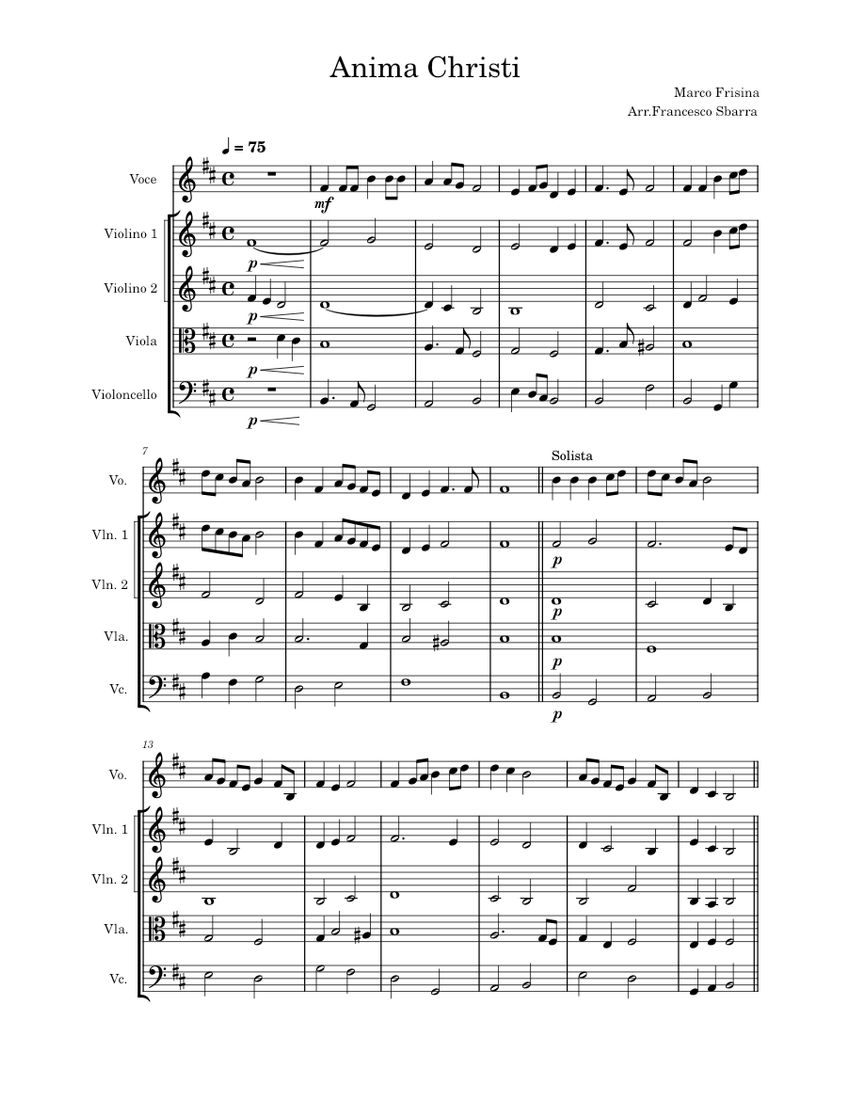 Anima Christi – Marco Frisina Anima Christi Frisina Sheet Music for ...