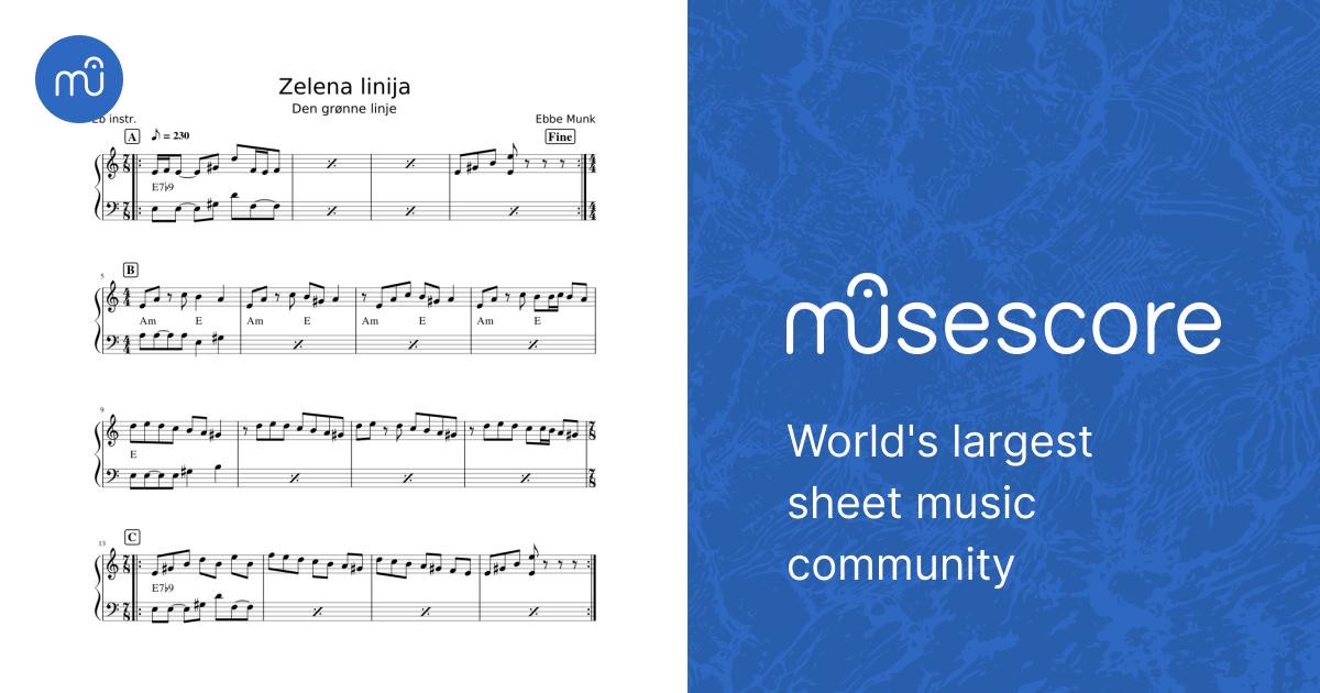 Zelena Linija - Ebbe Munk Sheet Music with Chords for Piano, Oboe ...