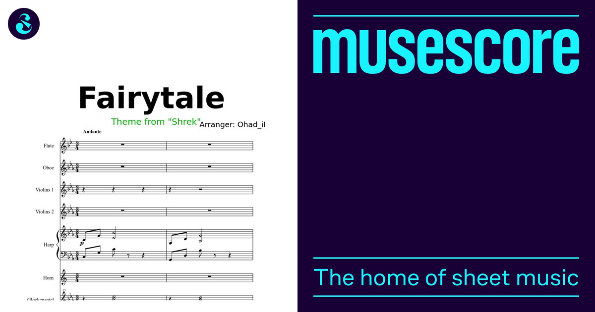 ♫FAIRYTALE (Theme from "Shrek") score♫ Sheet Music for Flute, Oboe ...