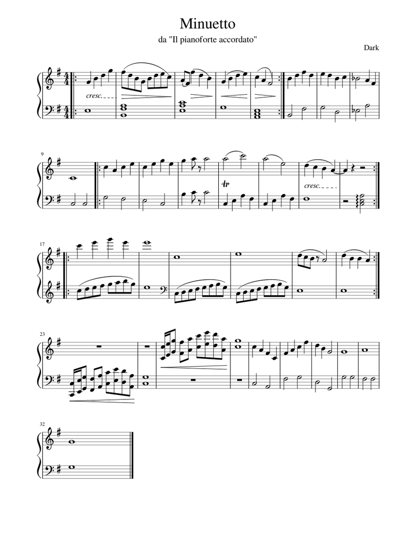 Minuettto Sheet music for Piano (Solo) | Musescore.com