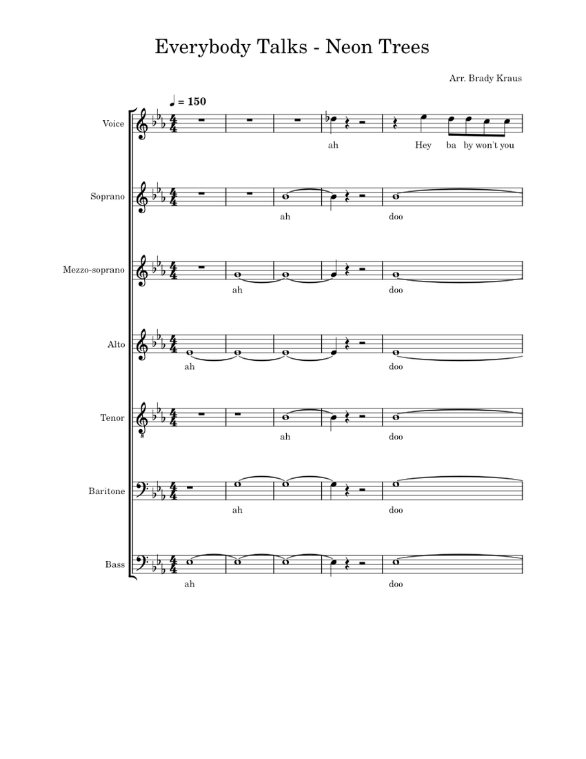 Everybody_Talks_-_Neon_Trees Sheet Music for Soprano, Alto, Tenor, Bass ...