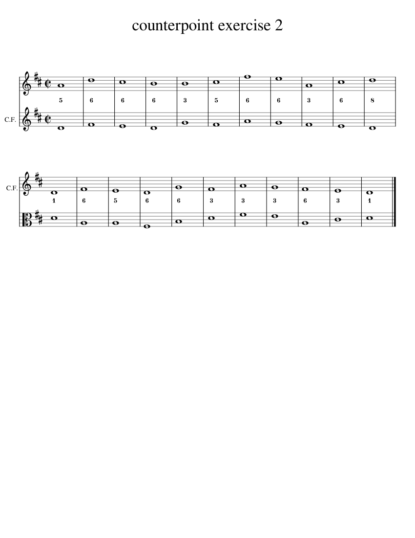 counterpoint exercise 2 Sheet music for Piano (Piano Duo) Easy ...