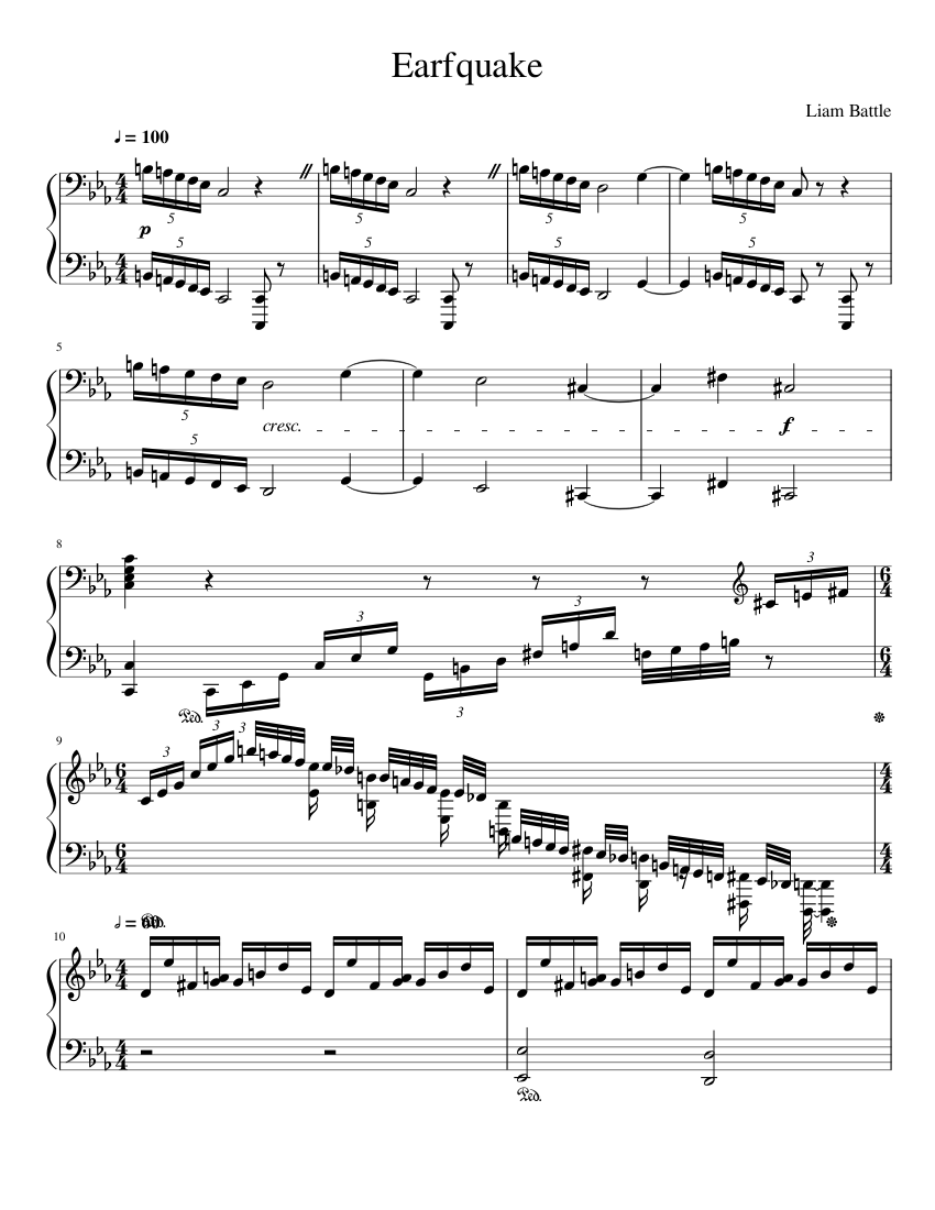 Earfquake Sheet Music for Piano (Solo) | MuseScore.com