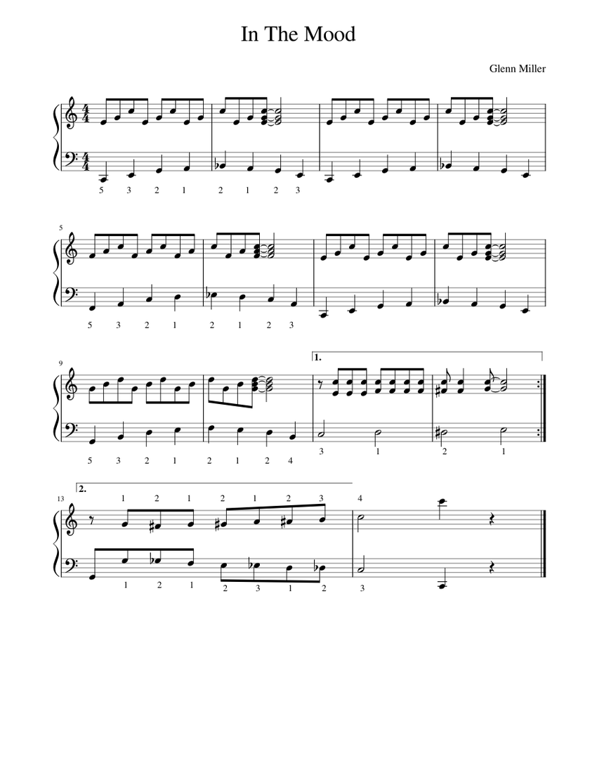 In The Mood Sheet music for Piano (Solo) Easy | Musescore.com