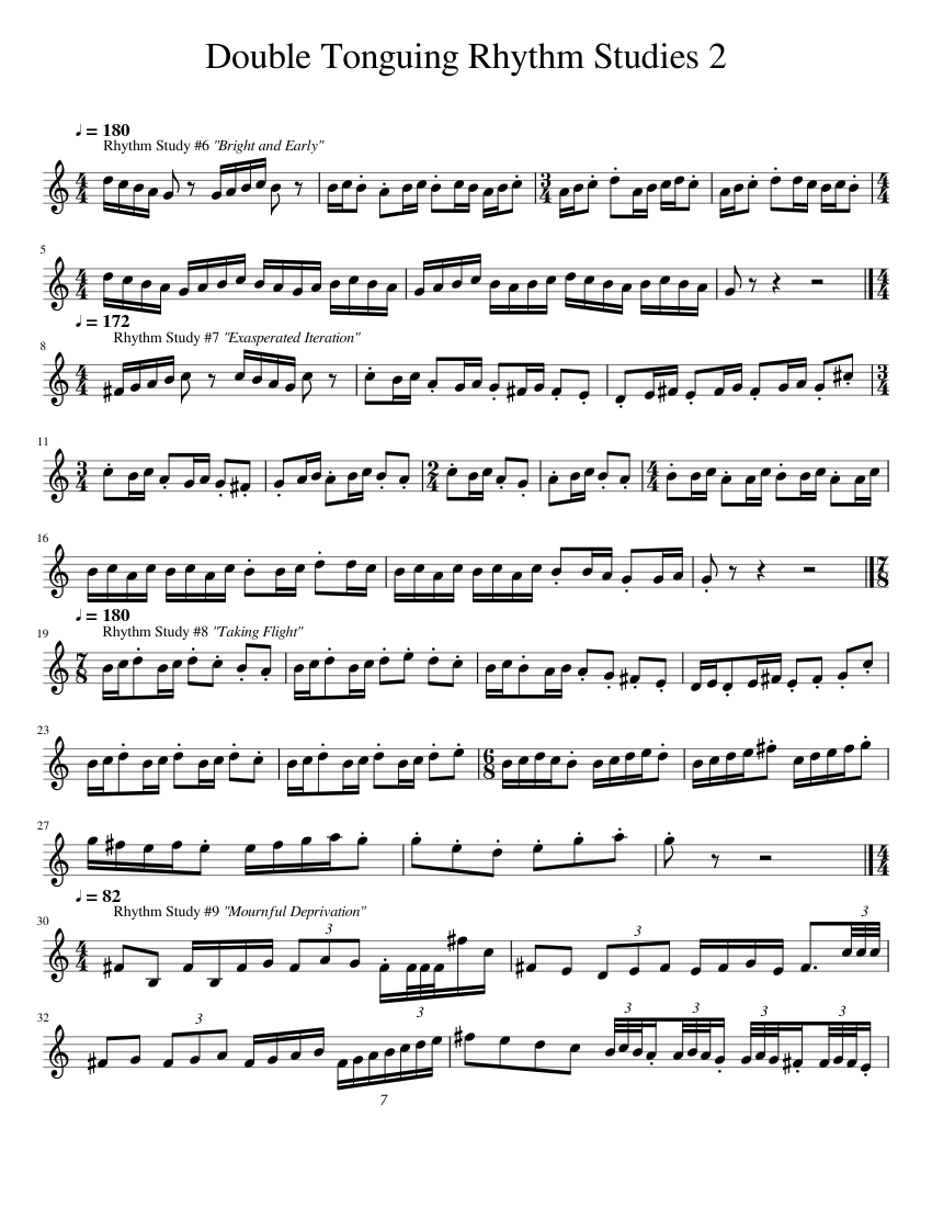 Double Tonguing Rhythm Studies 2 Sheet music for Trumpet in b-flat ...
