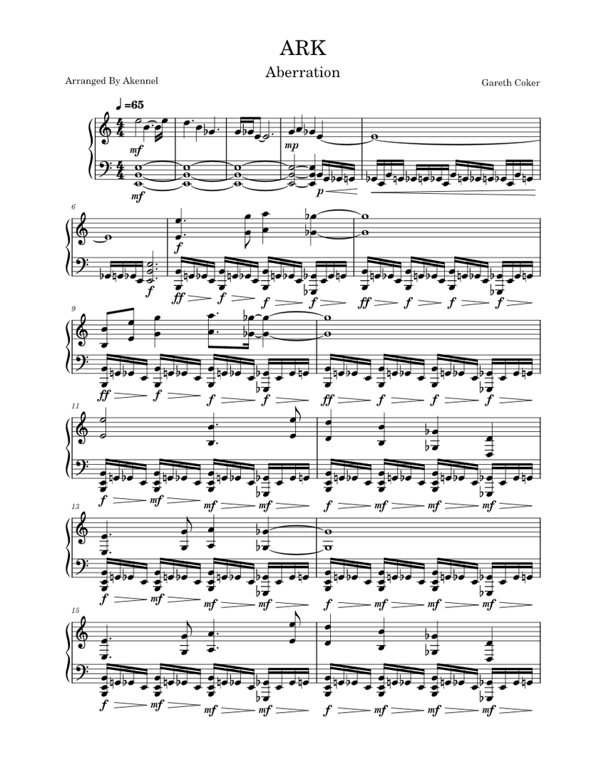 ARK: Aberration Theme – Gareth Coker Sheet music for Piano (Solo ...