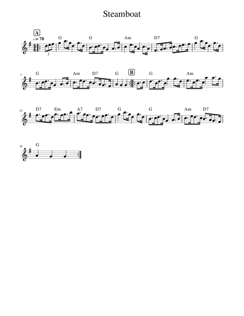 Steamboat Sheet Music for Piano (Solo) Easy | MuseScore.com