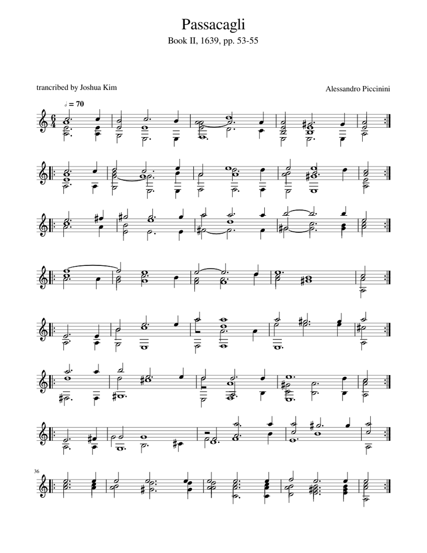 Passacagli Sheet Music for Lute (Solo) | MuseScore.com