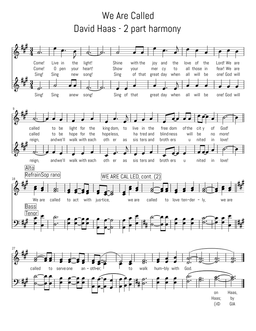 We Are Called David Haas Sheet Music for Piano (Piano Duo) | MuseScore.com