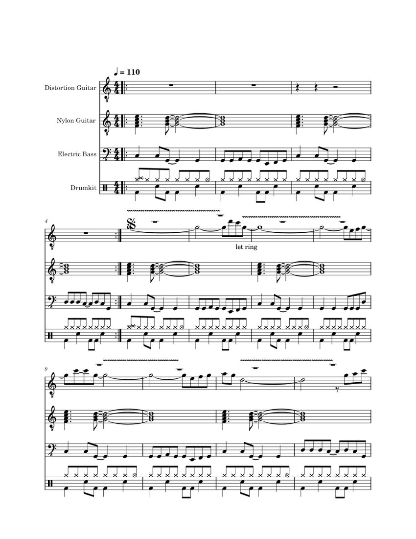 Smooth Sheet Music for Guitar, Bass guitar, Drum group (Mixed Quartet) | MuseScore.com
