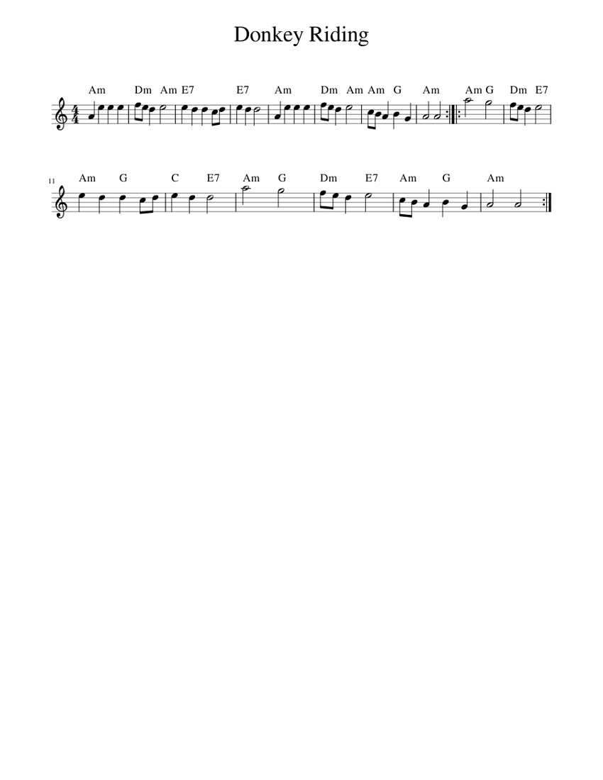 Donkey Riding Sheet music for Piano (Solo) Easy | Musescore.com
