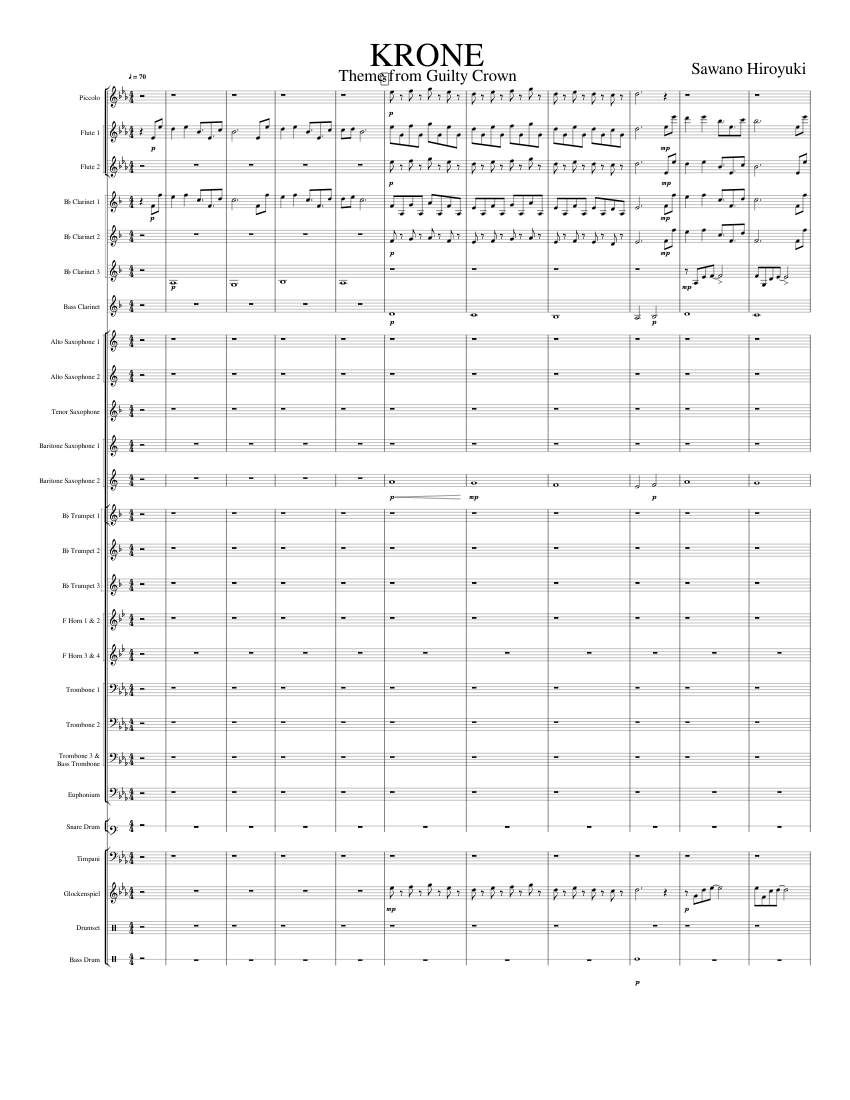 Krone Score Sheet Music for Trombone, Euphonium, Flute piccolo, Flute ...