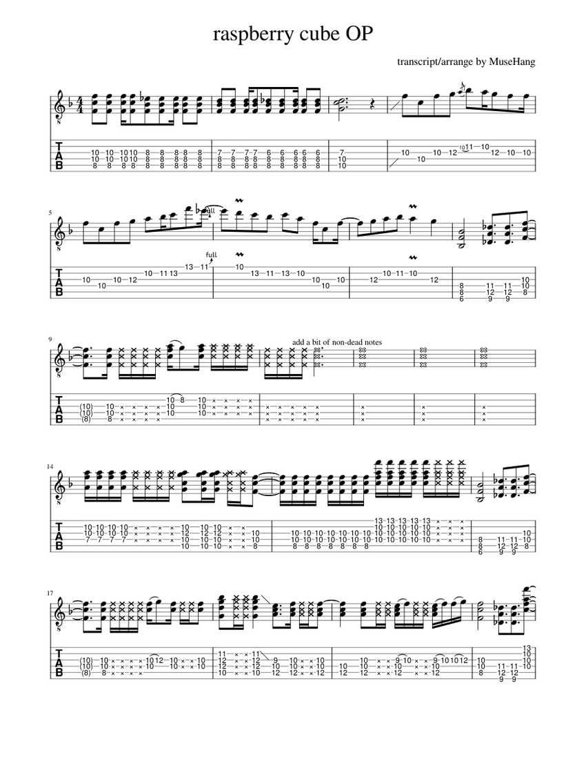 raspberry cube OP Sheet Music for Guitar (Solo) | MuseScore.com