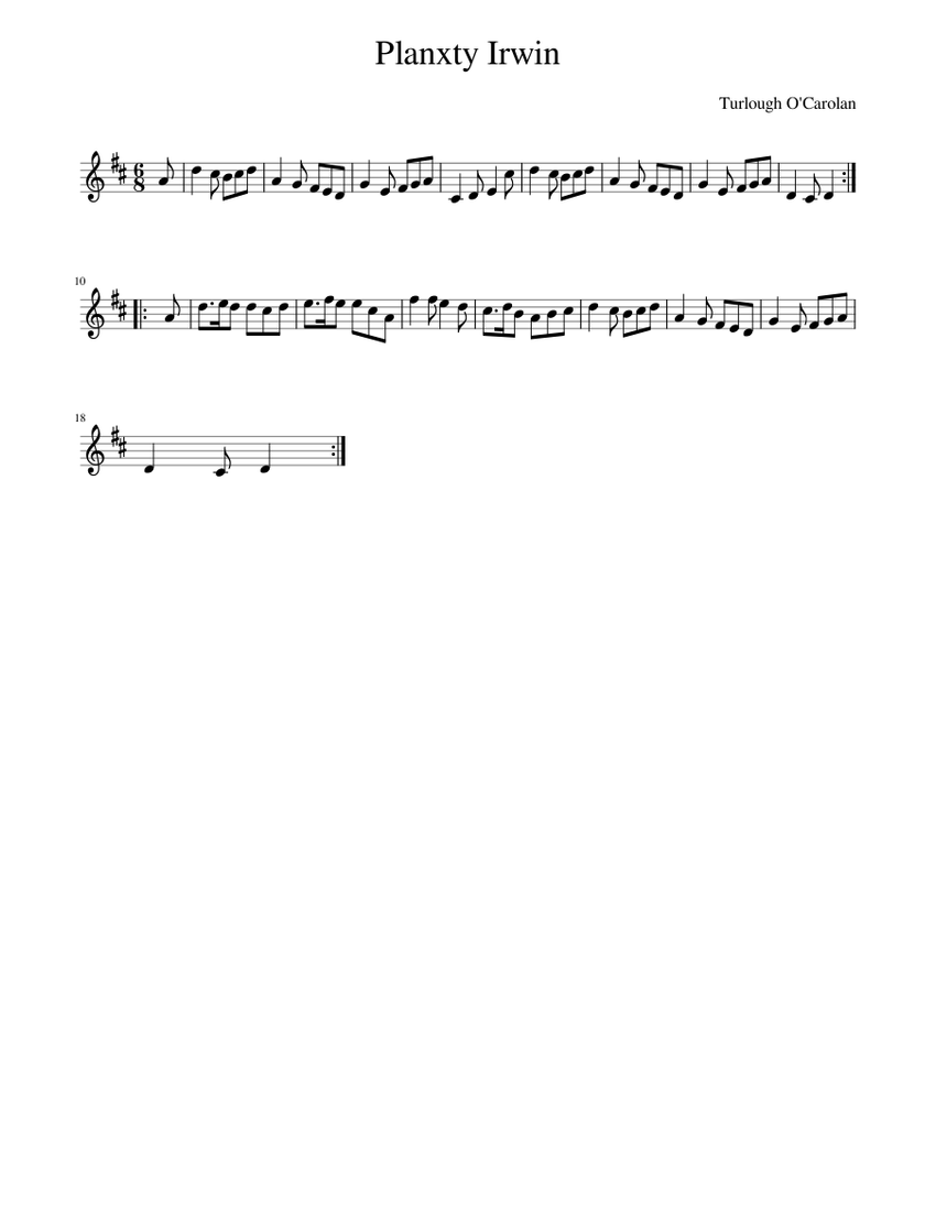 Planxty Irwin Sheet Music for Piano (Solo) easy | MuseScore.com