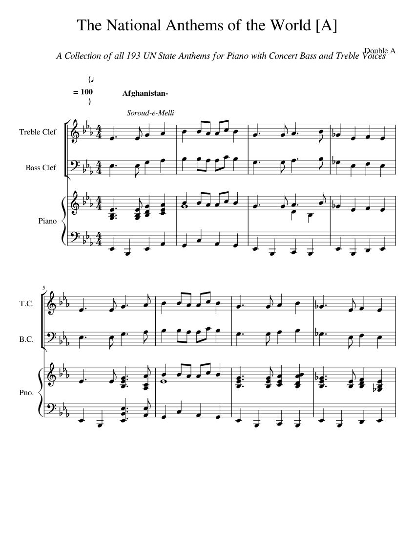 The National Anthems of the World [A] Sheet Music for Piano, Oboe ...