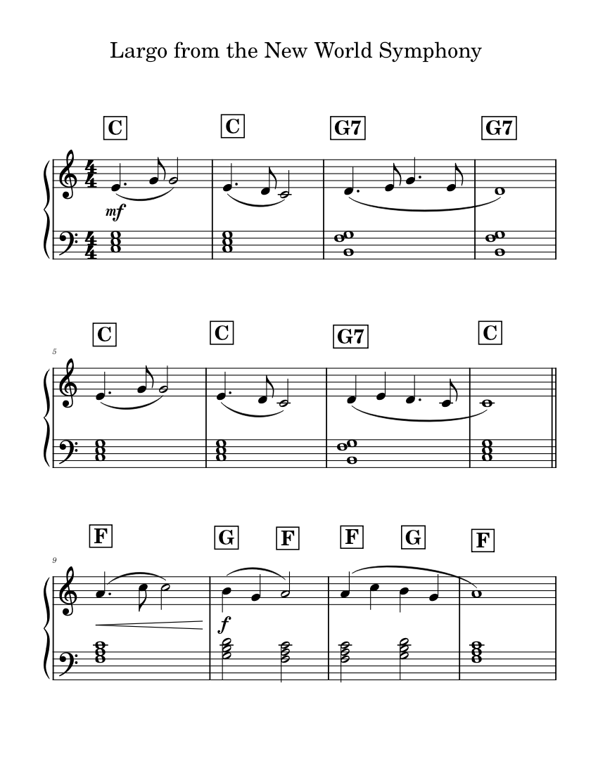 Largo from the New World Symphony – Antonín Dvořák Sheet Music for ...