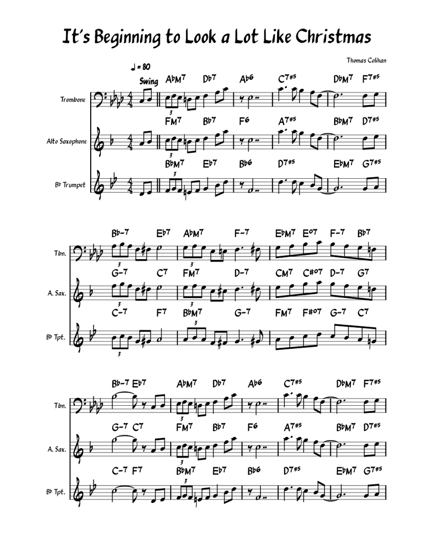 Its beginning to look a lot like christmas – Misc Christmas Sheet music for Trombone, Saxophone ...