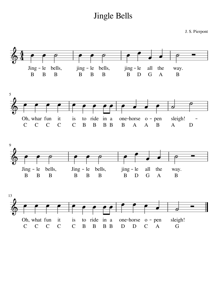 Jingle Bells (Easy Recorder) Sheet Music for Piano (Solo) | MuseScore.com