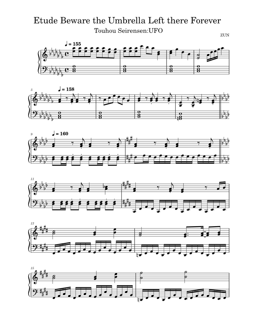 Beware the Umbrella Left There Forever – ZUN Étude for Left Hand Sheet ...