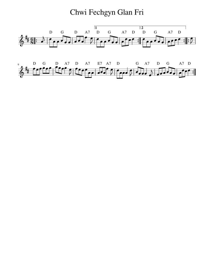 Chwi Fechgyn Glan Fri Sheet music for Piano (Solo) | Musescore.com