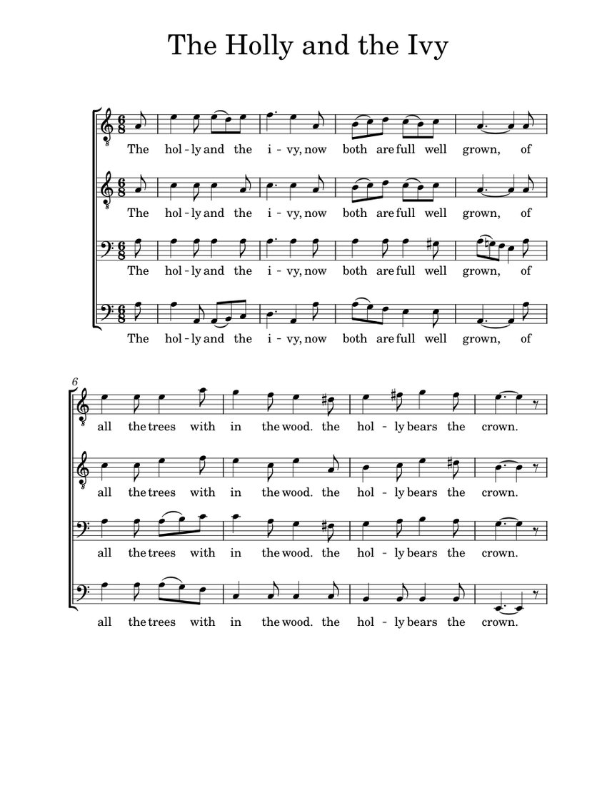 FRM611 The holly and the Ivy-TTBB Sheet Music for Tenor, Baritone horn, Harmonica (Men’s Choir ...