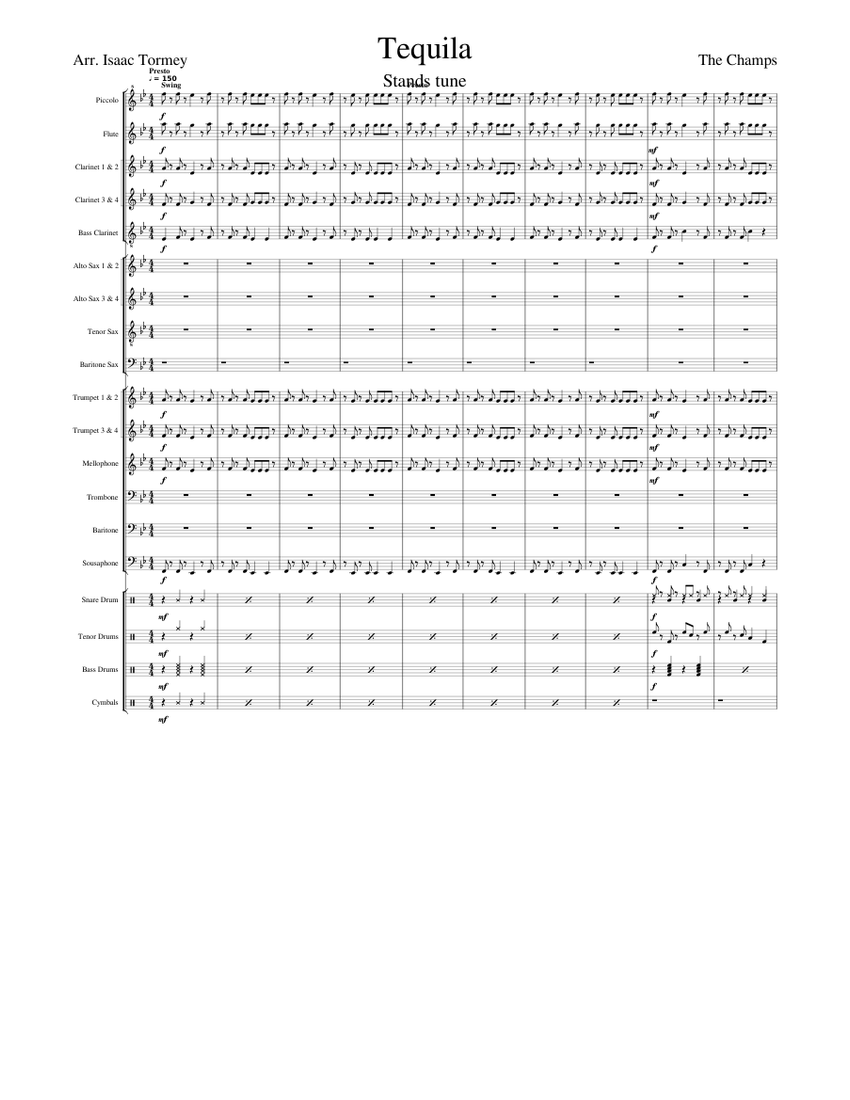 tequila Sheet music for Trombone, Tuba, Flute piccolo, Flute & more ...