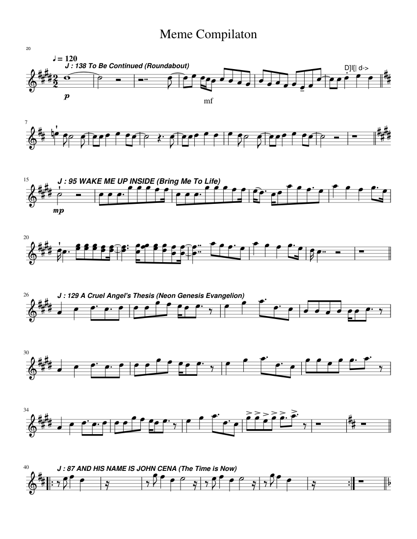 Meme compilation Sheet music for Vocals (Solo) | Musescore.com