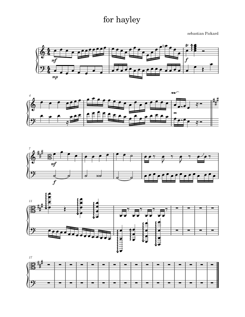 for hayley Sheet music for Piano (Solo) | Musescore.com