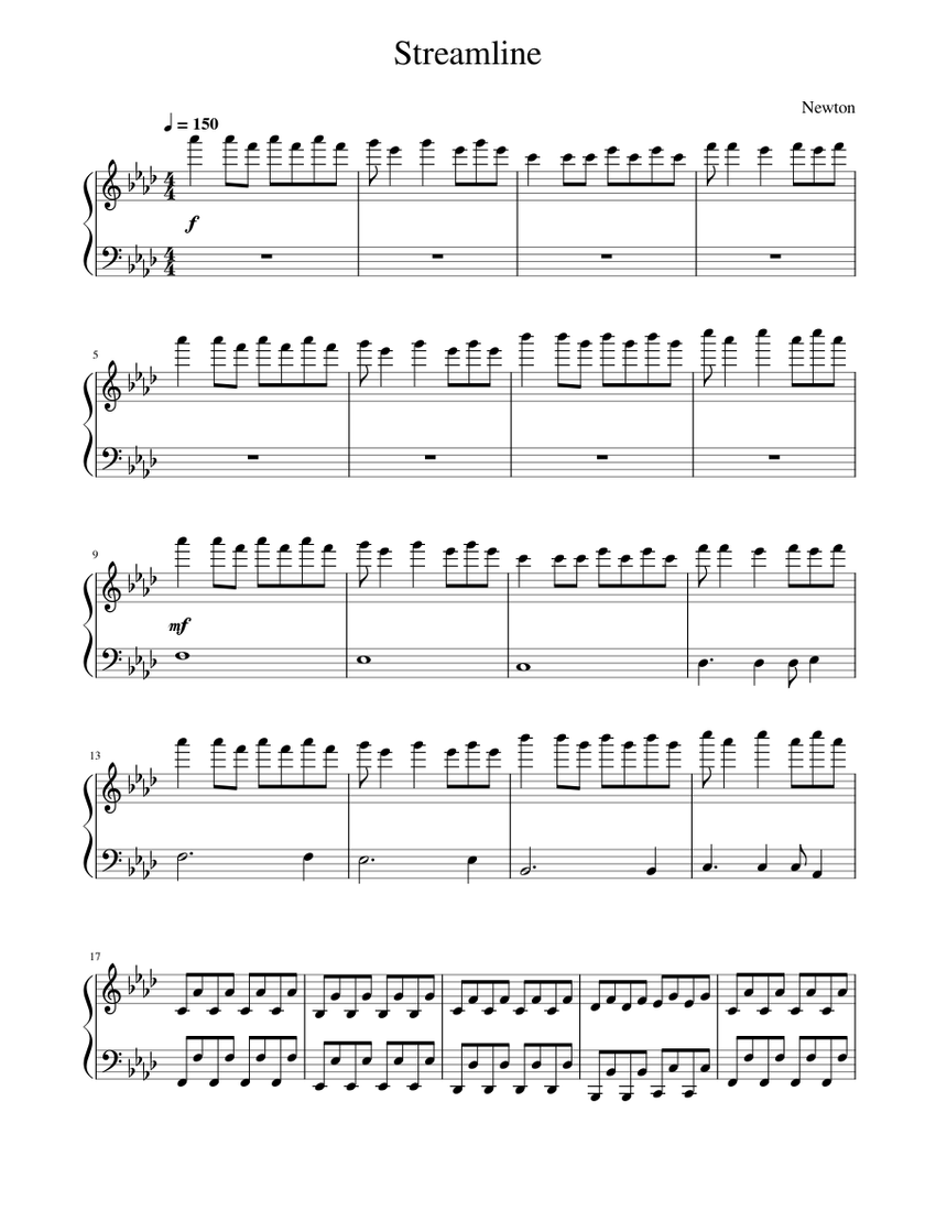 Streamline – Newton Sheet Music for Piano (Solo) | MuseScore.com