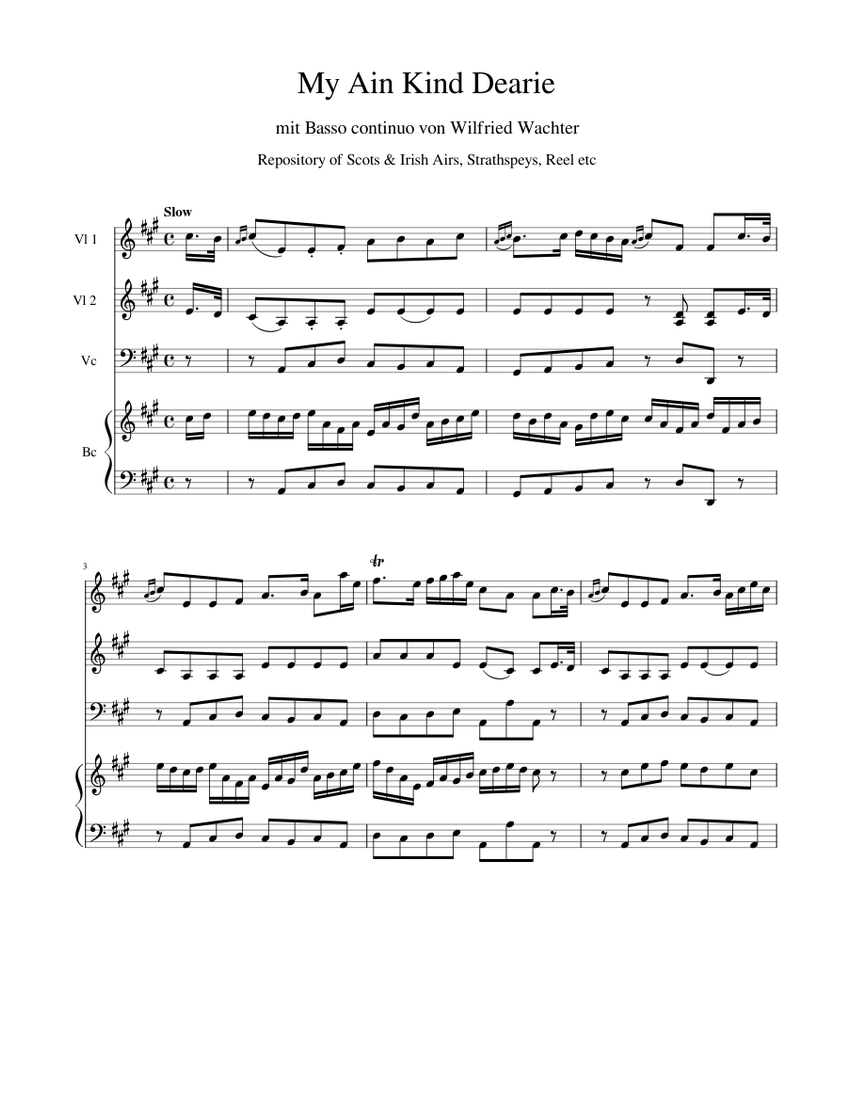 My_Ain_Kind_Dearie Sheet music for Harpsichord, Violin, Cello (Mixed ...