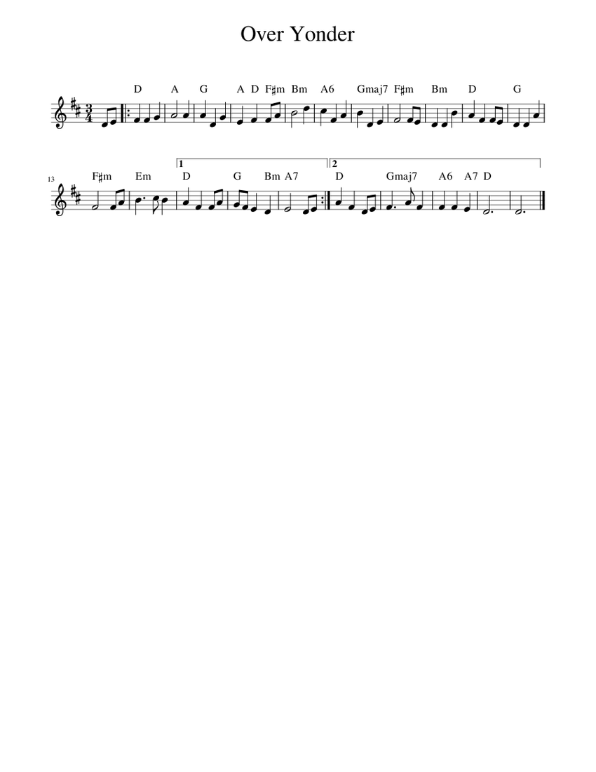 Over Yonder Sheet music for Piano (Solo) | Musescore.com